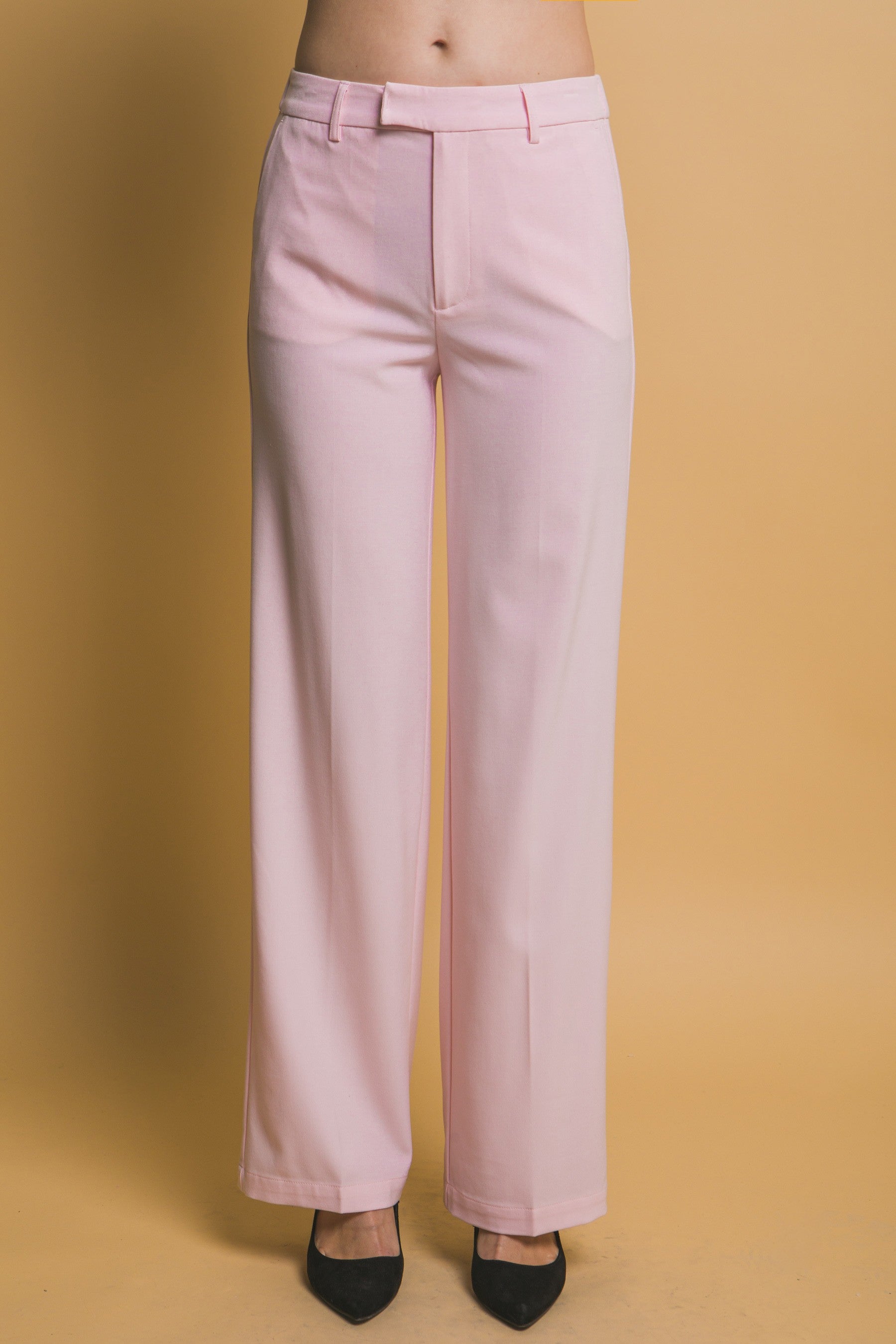 Light Pink Solid Formal Long Pants | Beauty Box Boutique